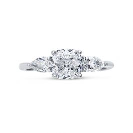 Cushion Cut Trilogy Side Pears Diamond Ring | Rêve Diamonds