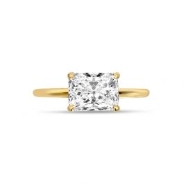 Horizontal Radiant Cut Solitaire Diamond Engagement Ring | Reve Diamonds