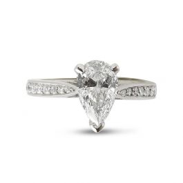 Pear Shape Diamond Tapered Pave Setting Engagement Ring | Reve Diamonds