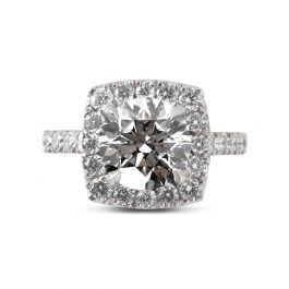 Sharp Corner Halo Round Lab Grown Diamond Engagement Ring | Reve Diamonds