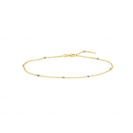 Two-Tone Bead Station Rolo Chain Anklet